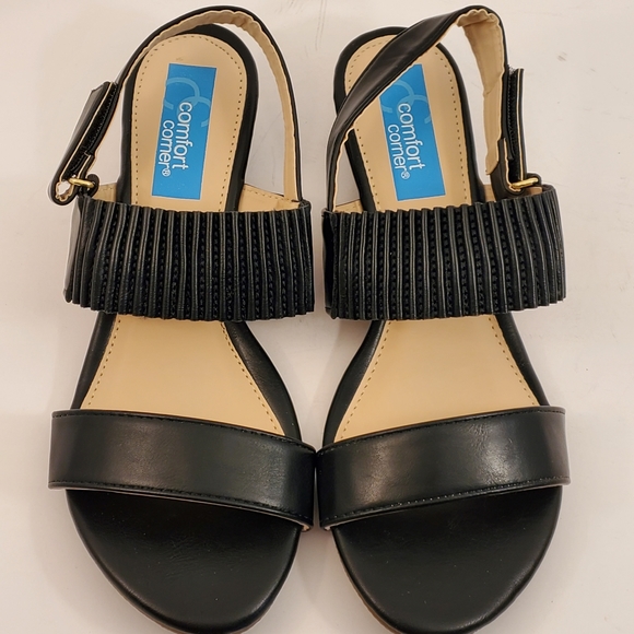 Comfort Corner | Shoes | New Comfort Corner Black Sandals With Adjustable Back Strap | Poshmark